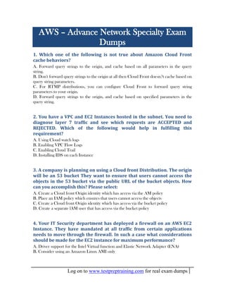 Aws certified advanced networking specialty exam dumps | PDF