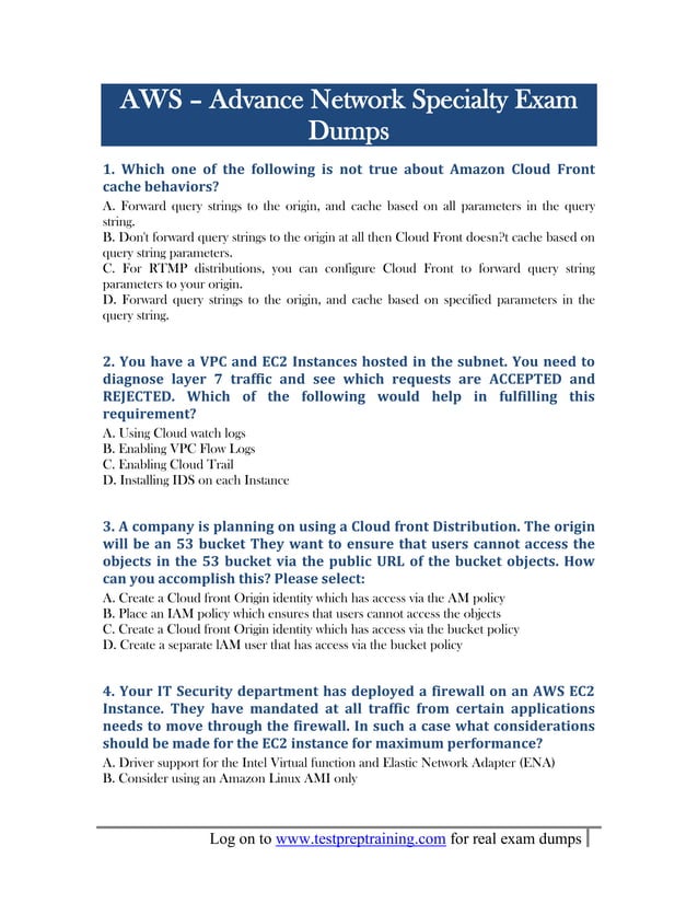 Aws certified advanced networking specialty exam dumps | PDF | Cloud Computing | Internet