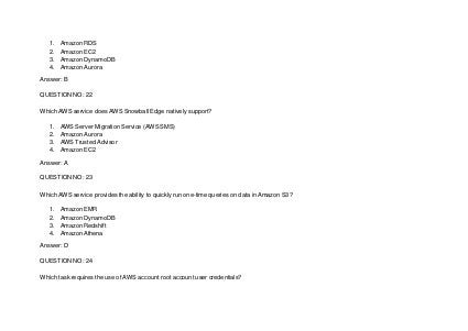 AWS Certified Cloud Practitioner Sample Questions | PPTX