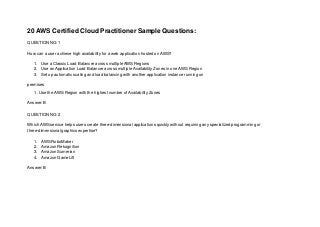 AWS Certified Cloud Practitioner Sample Questions | PPTX
