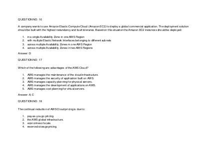 AWS Certified Cloud Practitioner Sample Questions | PPTX