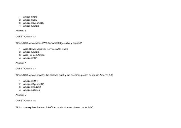 AWS Certified Cloud Practitioner Sample Questions | PPTX