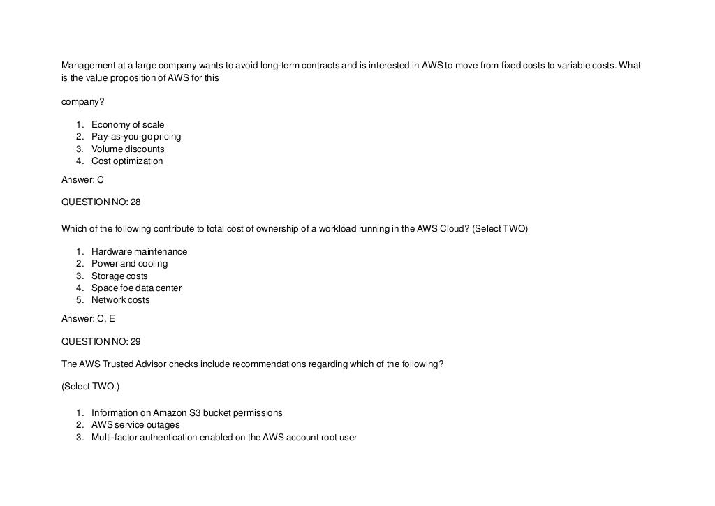 AWS Certified Cloud Practitioner Sample Questions | PPTX