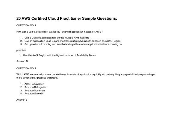 AWS Certified Cloud Practitioner Sample Questions | PPTX