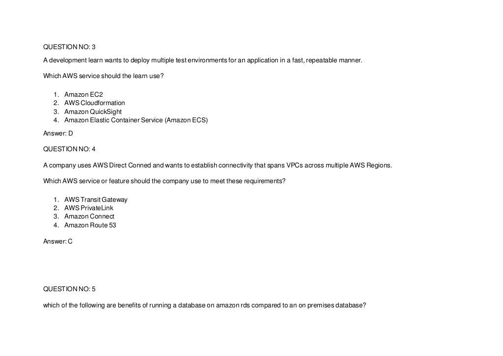 AWS Certified Cloud Practitioner Sample Questions | PPTX