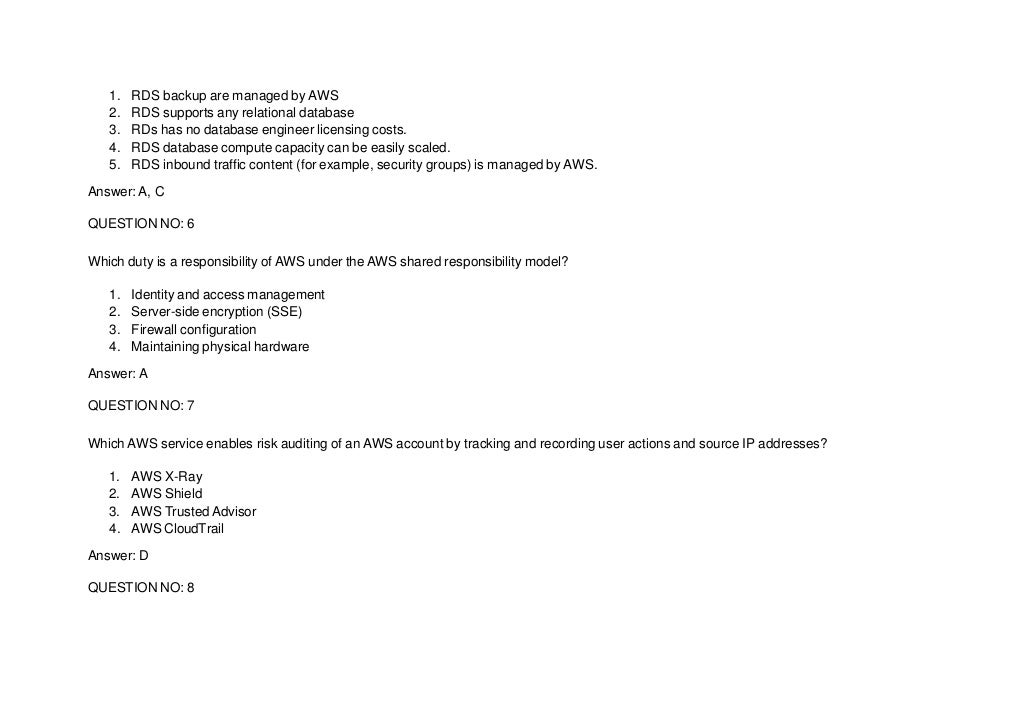 AWS Certified Cloud Practitioner Sample Questions | PPTX