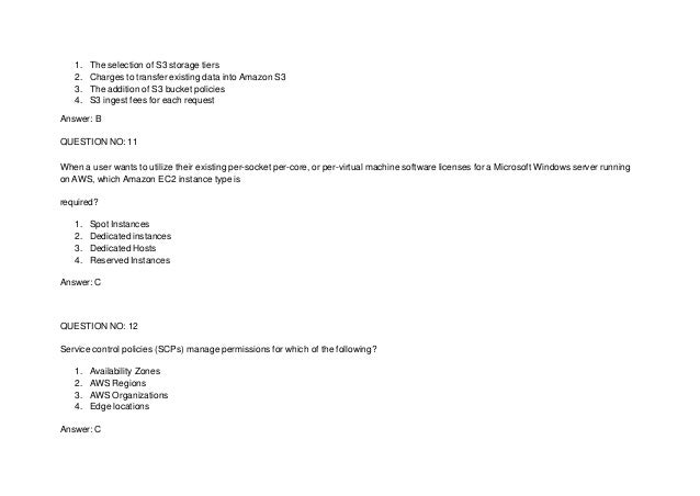 AWS Certified Cloud Practitioner Sample Questions | PPTX