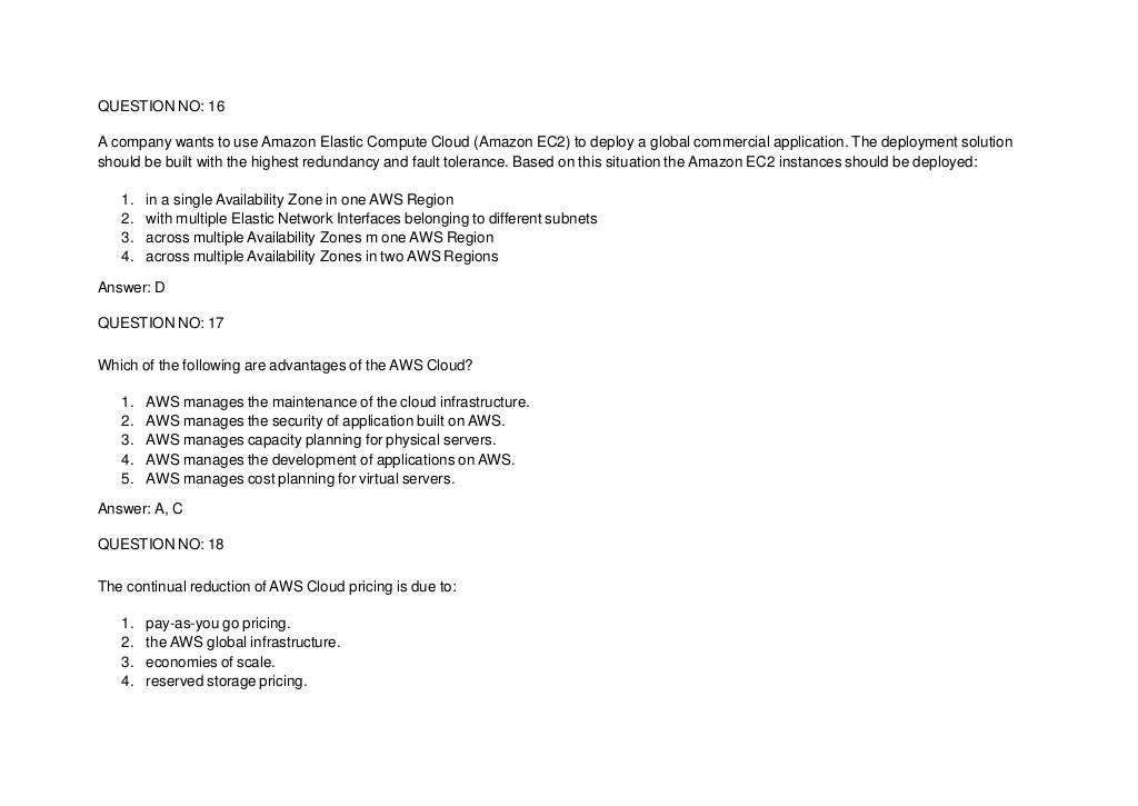 AWS Certified Cloud Practitioner Sample Questions | PPTX
