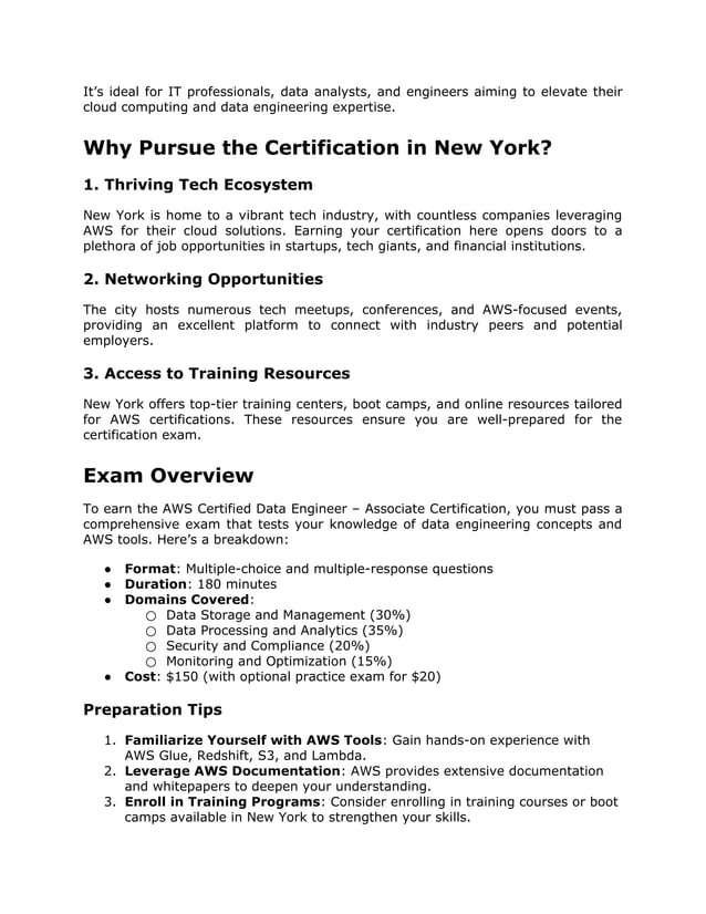 AWS Certified Data Engineer – Associate Certification in New York.docx