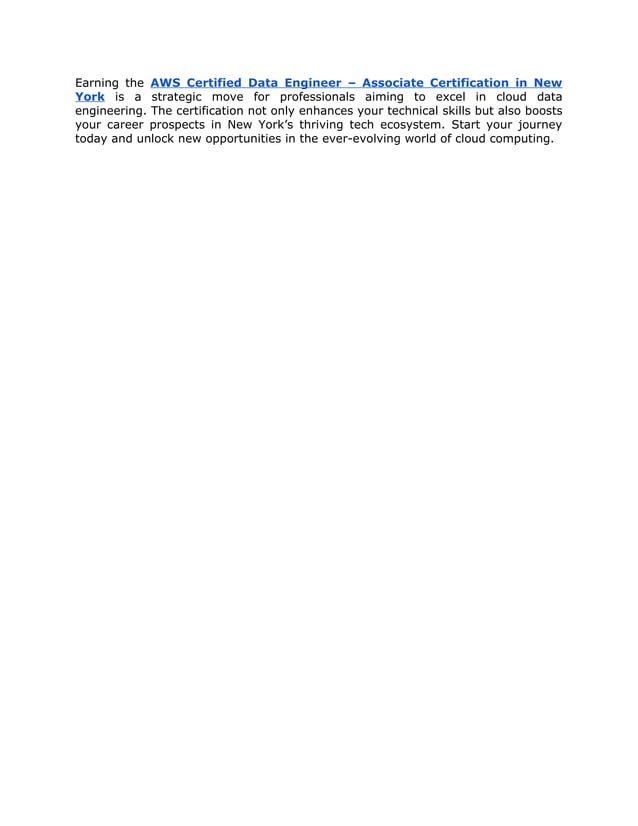 AWS Certified Data Engineer – Associate Certification in New York.docx