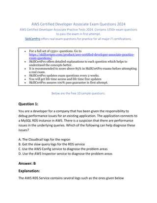 Pass AWS Certified Developer Associate with new exam dumps 2024 | PDF