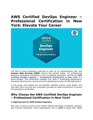 AWS Certified DevOps Engineer – Professional Certification in New York_ Elevate Your Career.docx