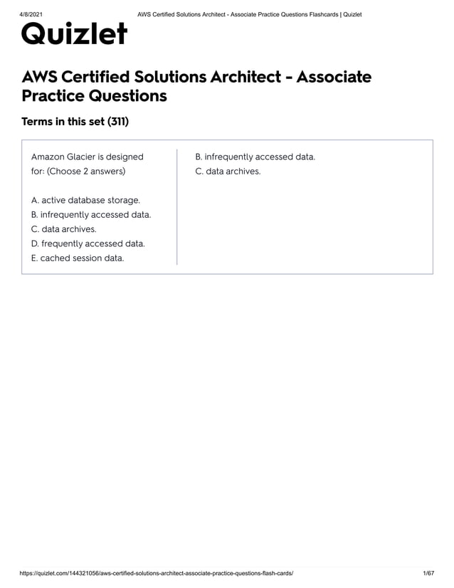 AWS Certified Solutions Architect - Associate Practice Questions ...