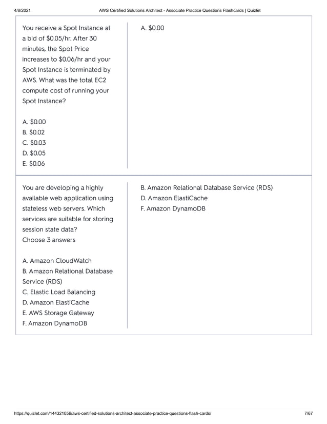 AWS Certified Solutions Architect - Associate Practice Questions ...