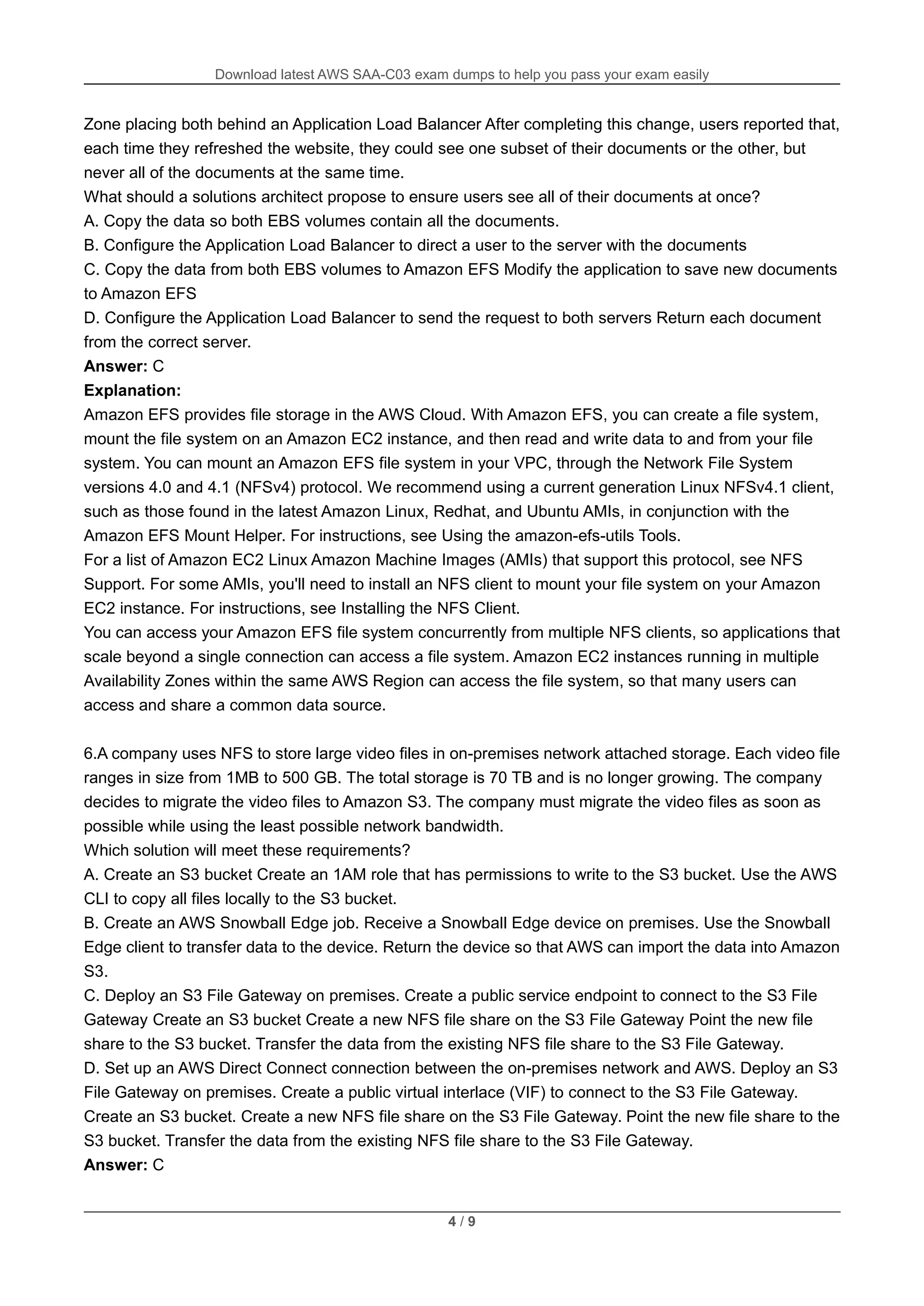 AWS Certified Solutions Architect - Associate SAA-C03 Dumps | PDF