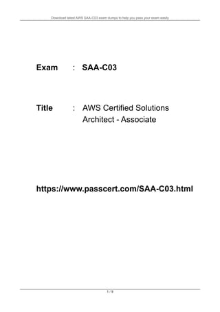 AWS Certified Solutions Architect - Associate SAA-C03 Dumps | PDF ...