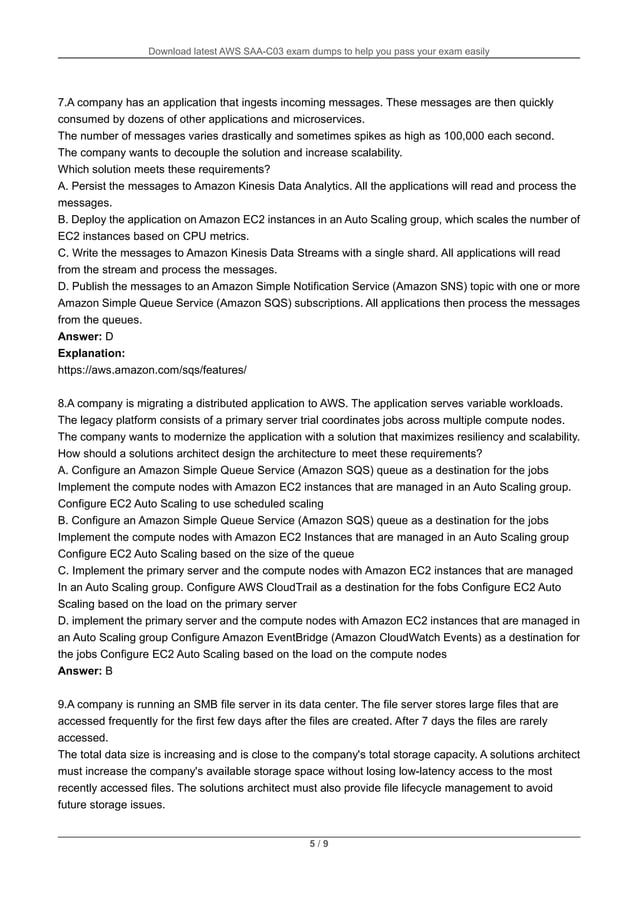 AWS Certified Solutions Architect - Associate SAA-C03 Dumps | PDF | Cloud Computing | Internet