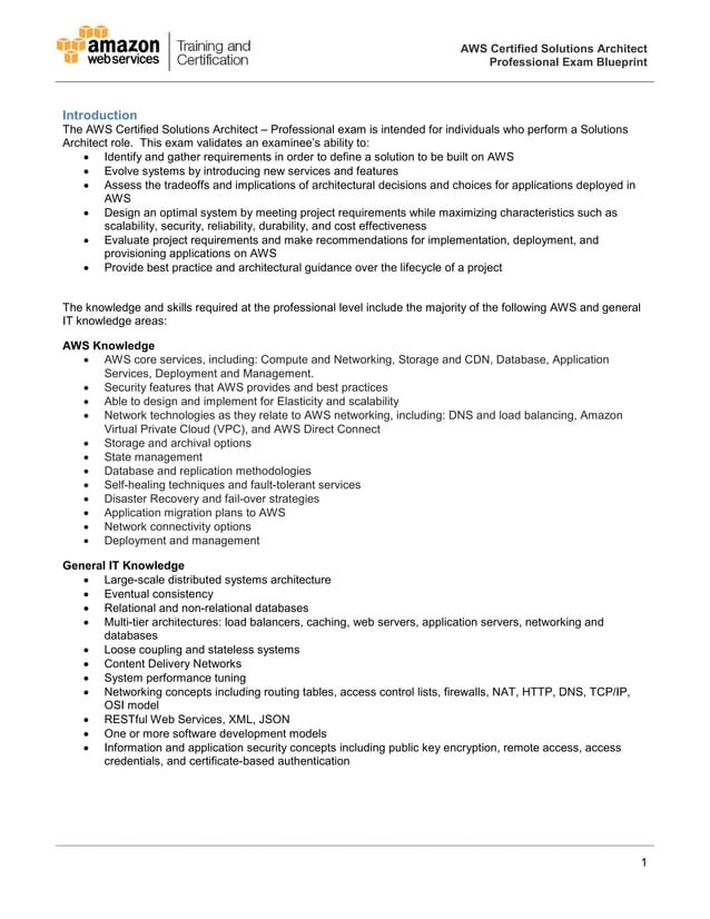 Aws certified solutions_architect_professional_blueprint | PDF