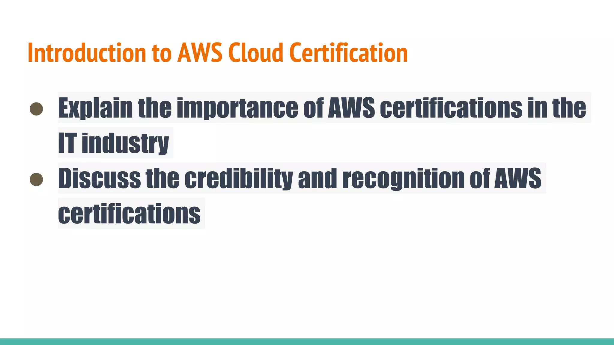 Aws Cloud Certification Accelerate Your Career In Cloud Computing Pptx