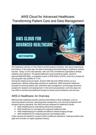 AWS Cloud for Advanced Healthcare_ Transforming Patient Care and Data ...