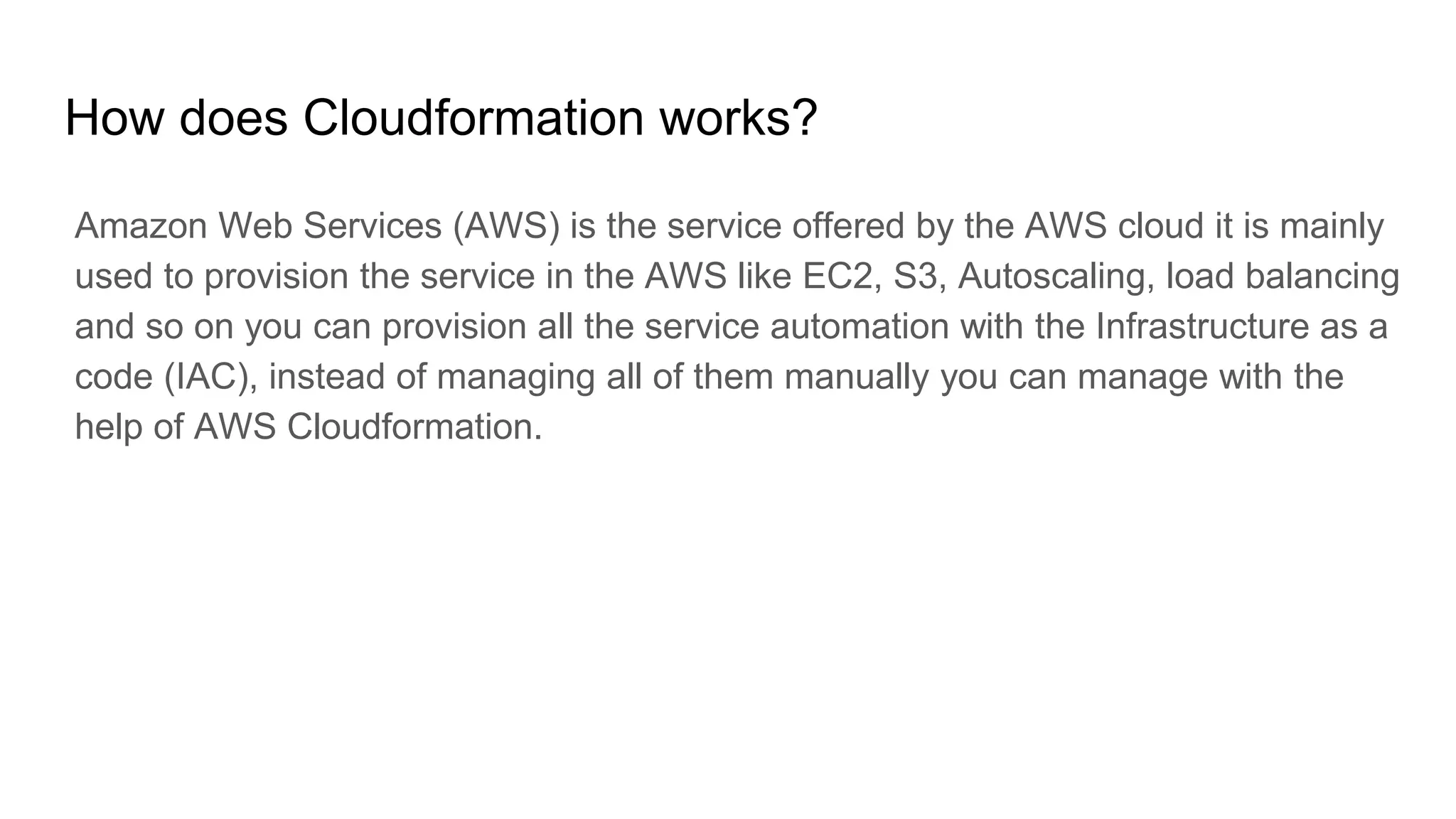 Amazon Web Service [AWS] Cloud Formation | PPTX | Cloud Computing | Internet