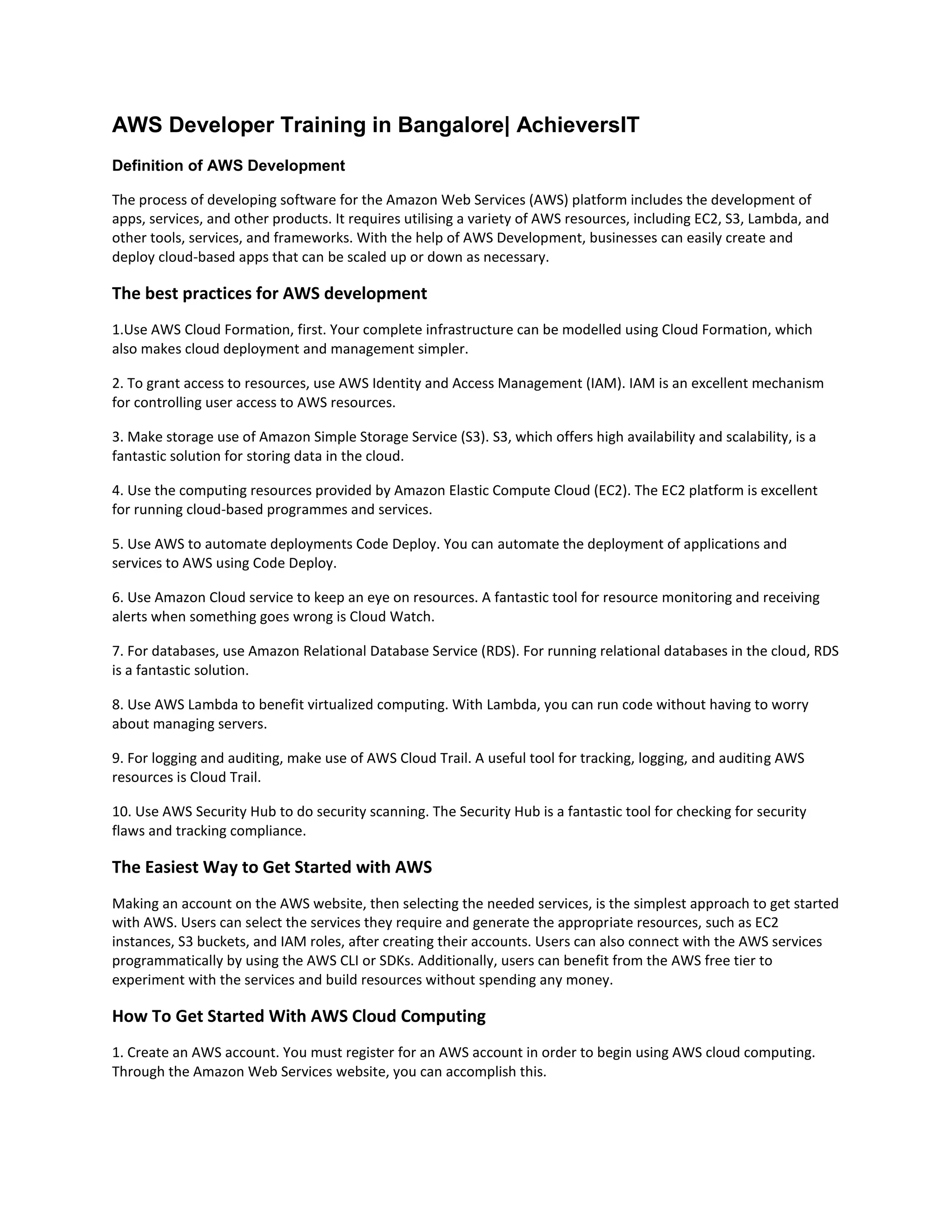 AchieversIT training institute in bangalore | DOCX