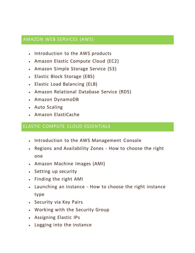 Amazon Web Services (AWS) Online Training | DOCX