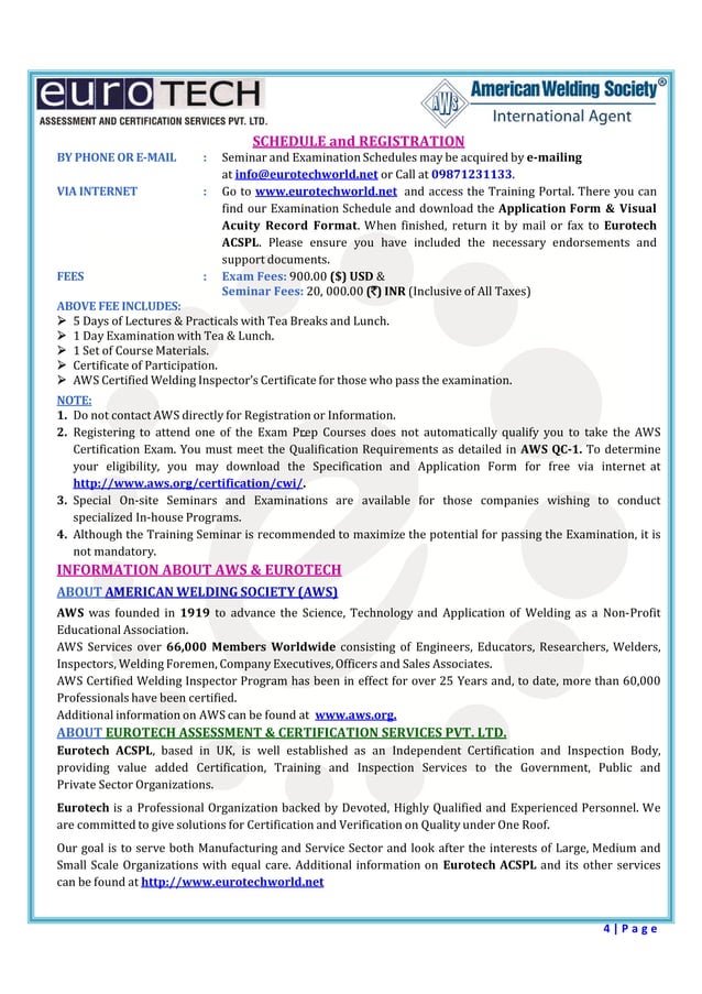 AWS CWI Training Program Brochure | PDF