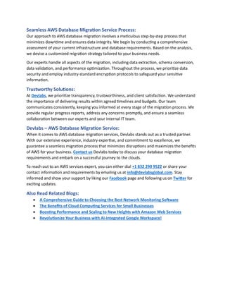 Simplifying AWS Database Migration: Expert Solutions by Devlabs | PDF