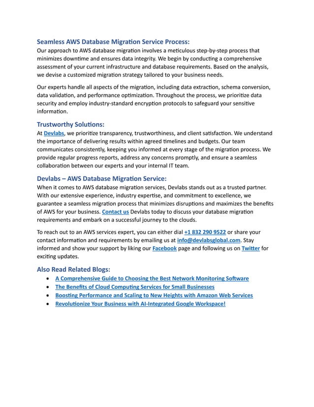 Simplifying AWS Database Migration: Expert Solutions by Devlabs | PDF Simplifying AWS Database Migration: Expert Solutions by Devlabs | PDF