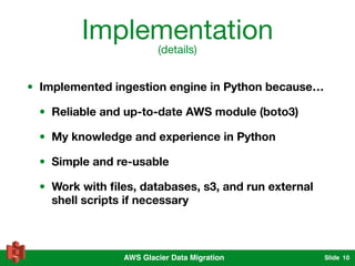 AWS Data Migration case study: from tapes to Glacier | PDF