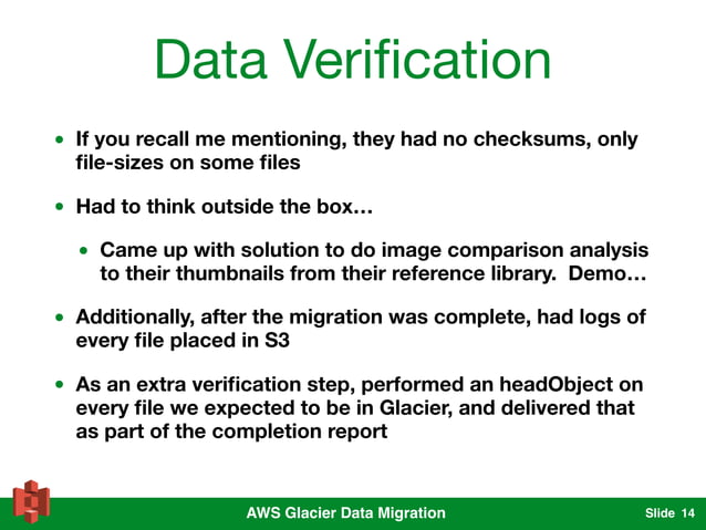 AWS Data Migration case study: from tapes to Glacier | PDF