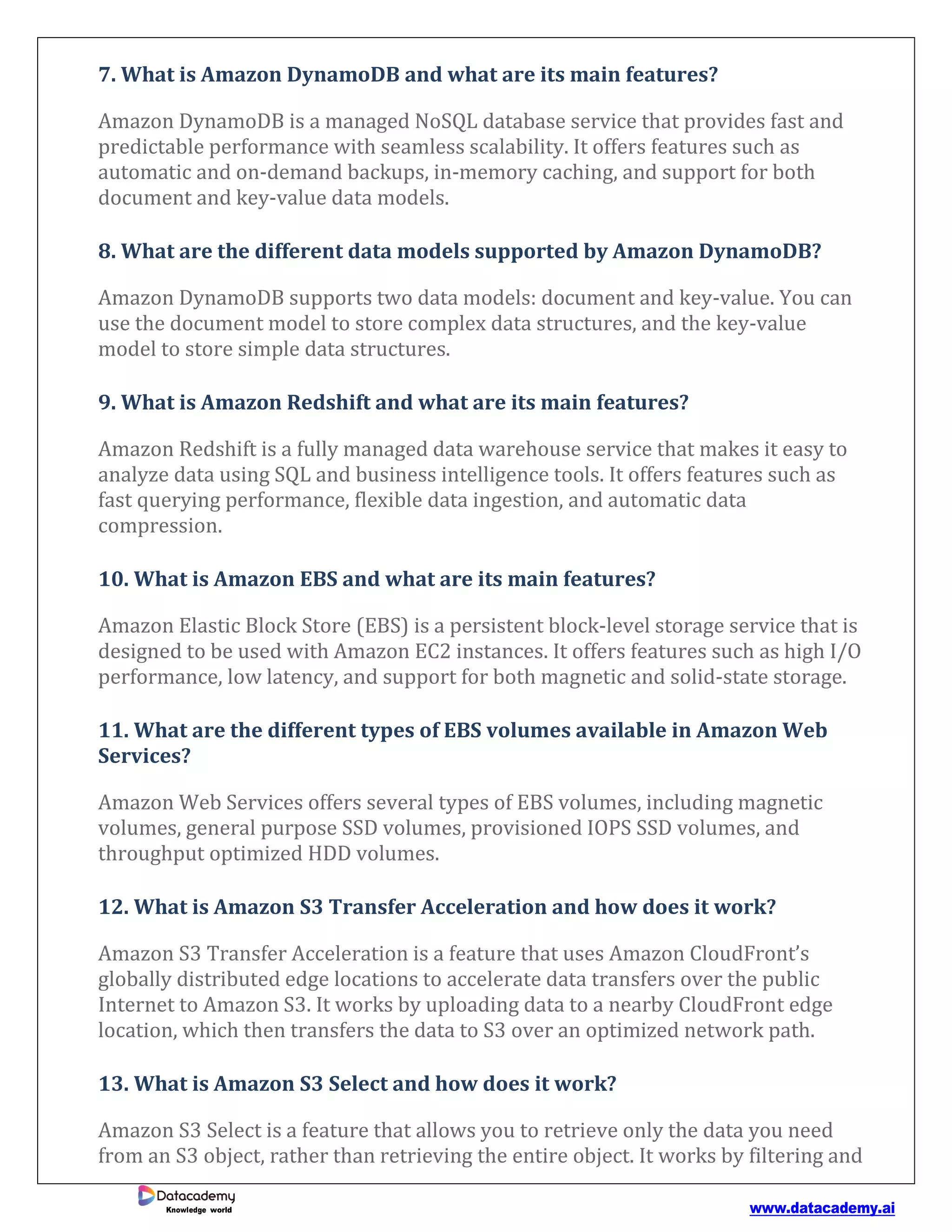 AWS data storage Amazon S3, Amazon RDS.pdf