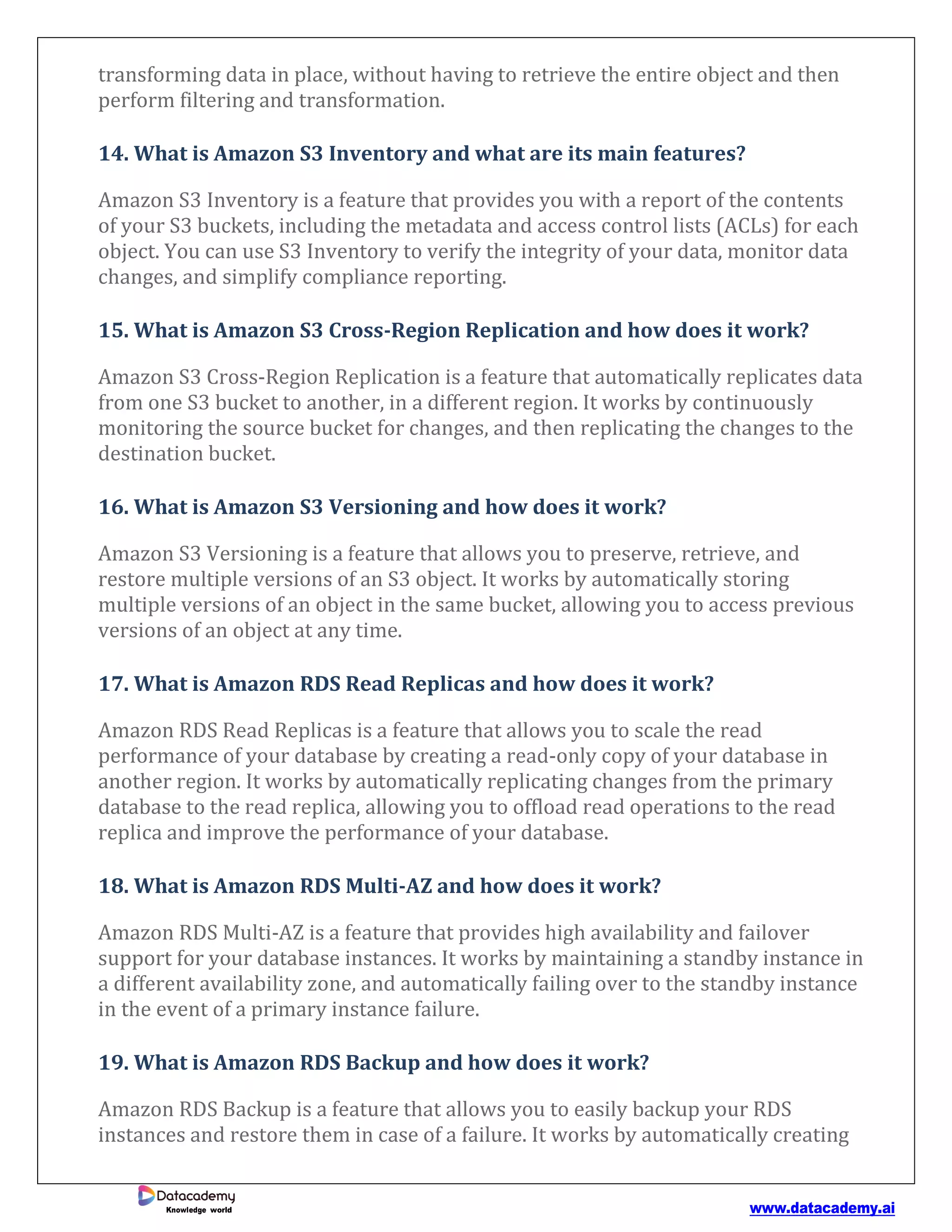 AWS data storage Amazon S3, Amazon RDS.pdf