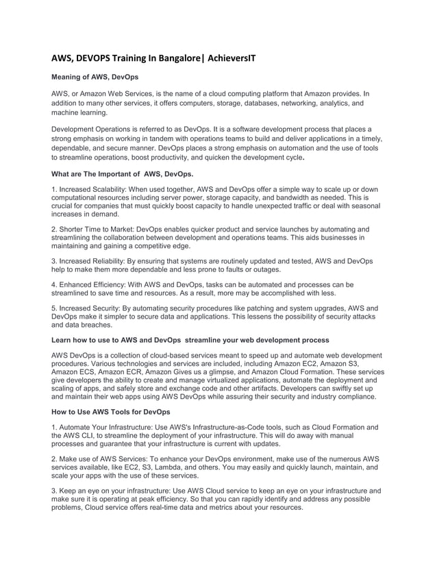 AWS devops content | PDF