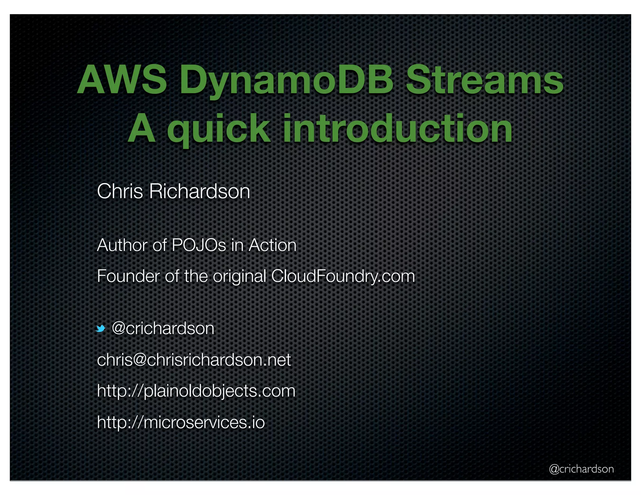 Aws Dynamodb Streams A Quick Introduction Ppt Free Download