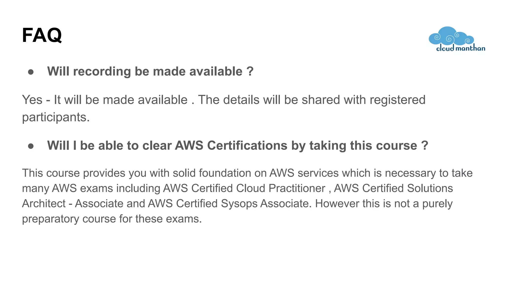 AWS Foundation Overview Course - Online | PPT