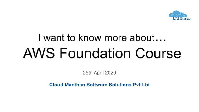 AWS Foundation Overview Course - Online | PPT