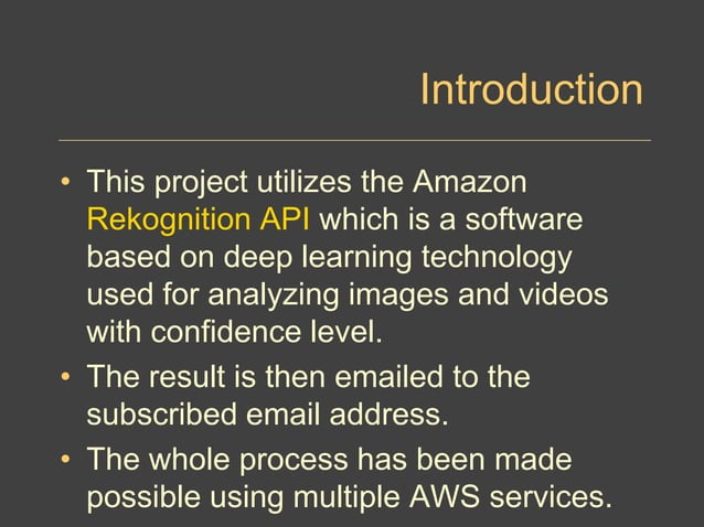 Aws image recognition | PPT