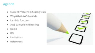 WebDriver Lamda - Next Gen Scalable Test | PPT