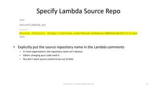AWS Community Day - Derek C. Ashmore - AWS Lambda: Best Practices | PPT
