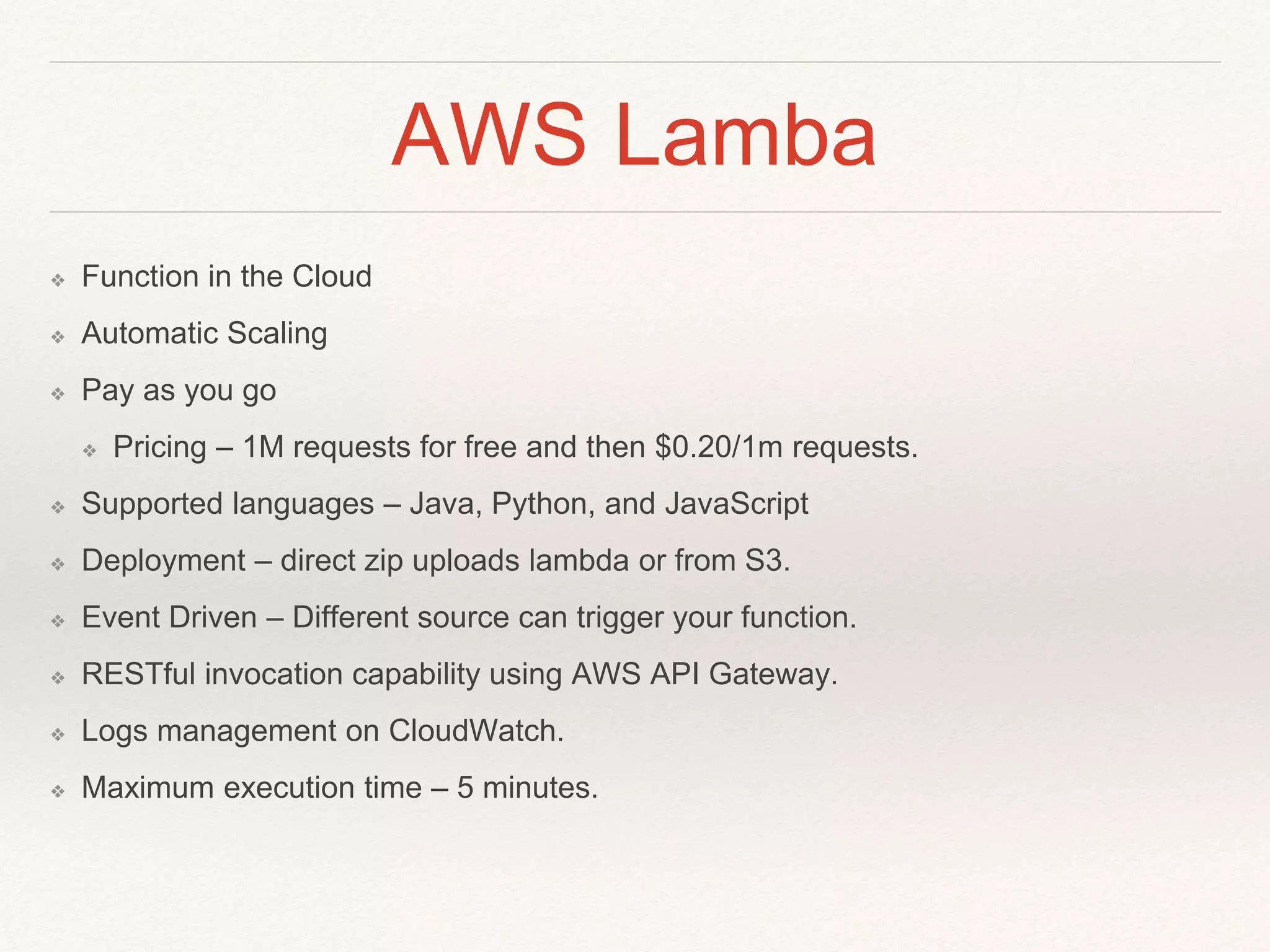 Aws lambda and accesing AWS RDS - Clouddictive | PPTX