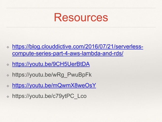 Aws lambda and accesing AWS RDS - Clouddictive | PPT