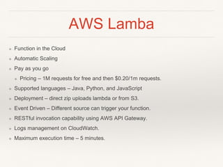 Aws lambda and accesing AWS RDS - Clouddictive | PPTX