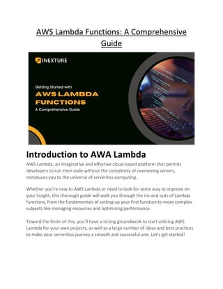 AWS Lambda Functions A Comprehensive Guide | PDF