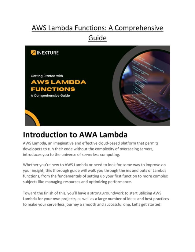 AWS Lambda Functions A Comprehensive Guide | PDF
