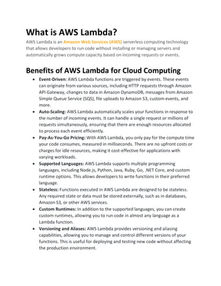 AWS Lambda Functions A Comprehensive Guide | PDF