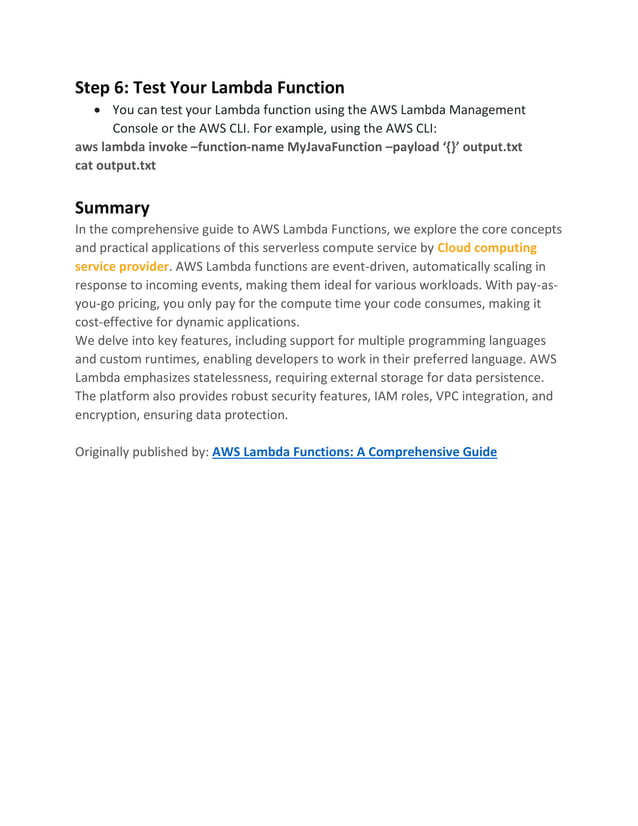AWS Lambda Functions A Comprehensive Guide | PDF | Free Download