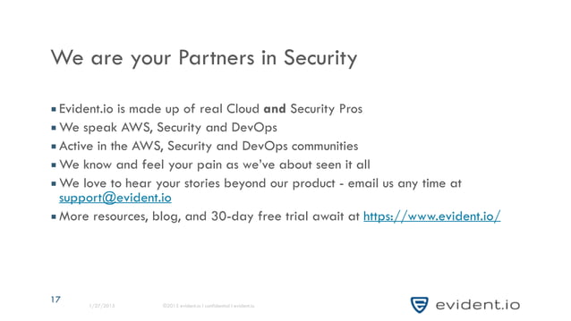 Security Threats, the Cloud and Your Responsibilities - Evident.io @AWS ...