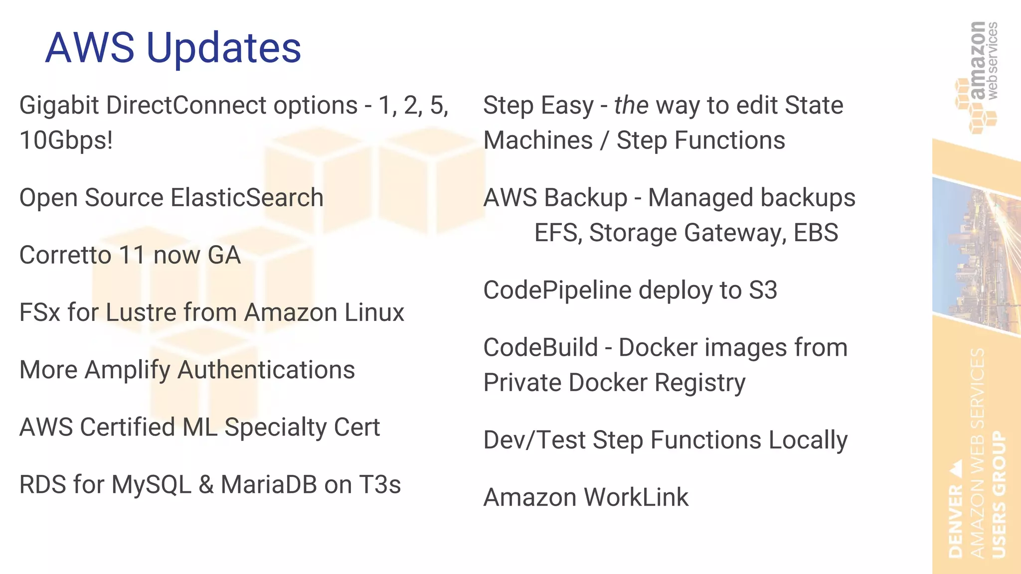 Denver AWS Meetup - March 2019 slides | PPT